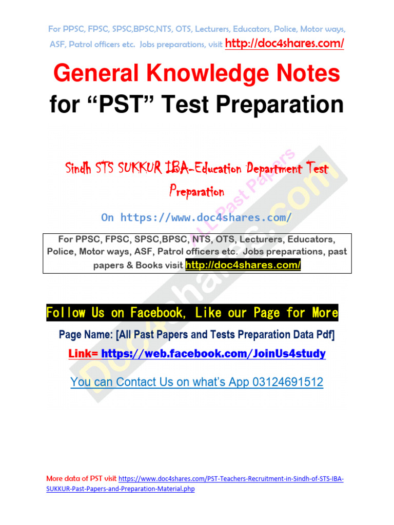 General Knowledge Notes For PST Test Preparation | PDF | Inspector ...