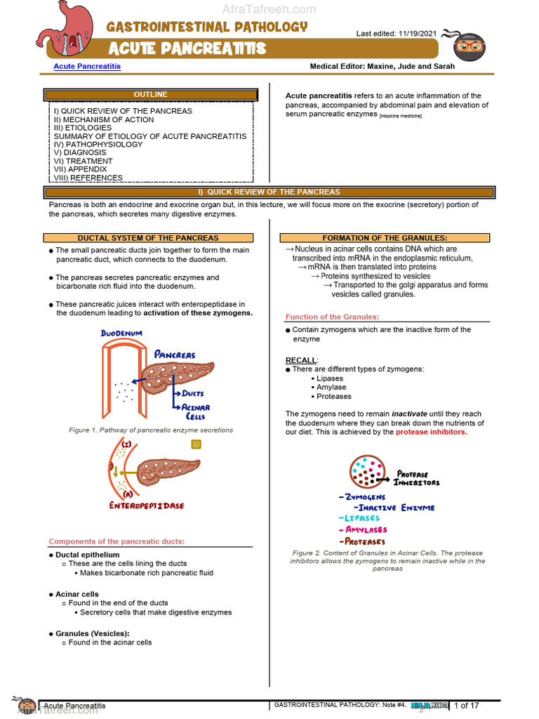 Acute Pancreatitis Etiology, Pathophysiology, Clinical Features ...