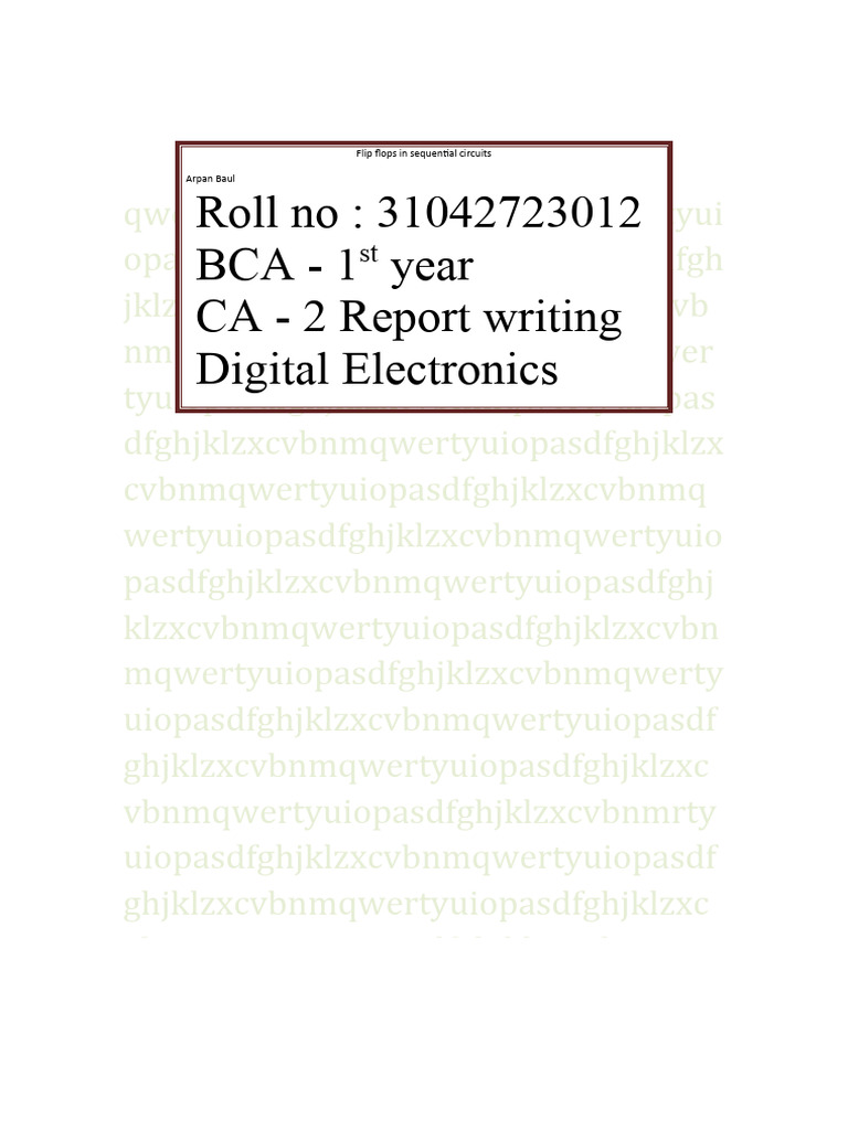 Flip Flops In Sequential Circuits Pdf Computer Engineering