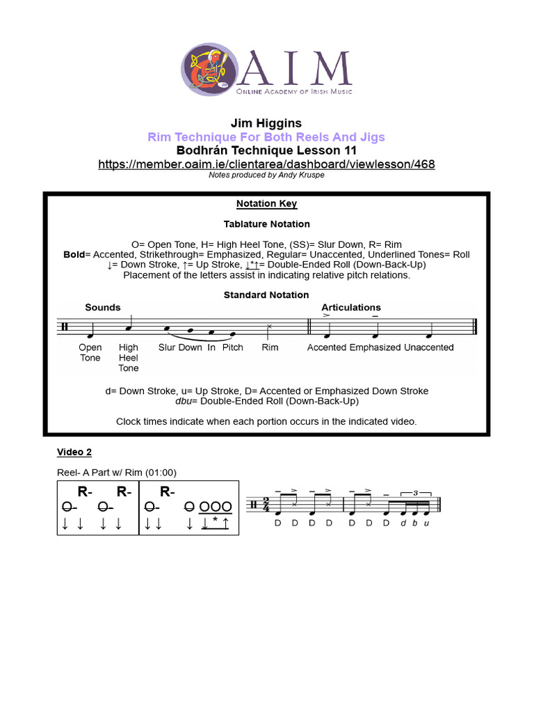 Lesson 11 Rim Technique For Both Reels and Jigs BodhranTech | PDF ...