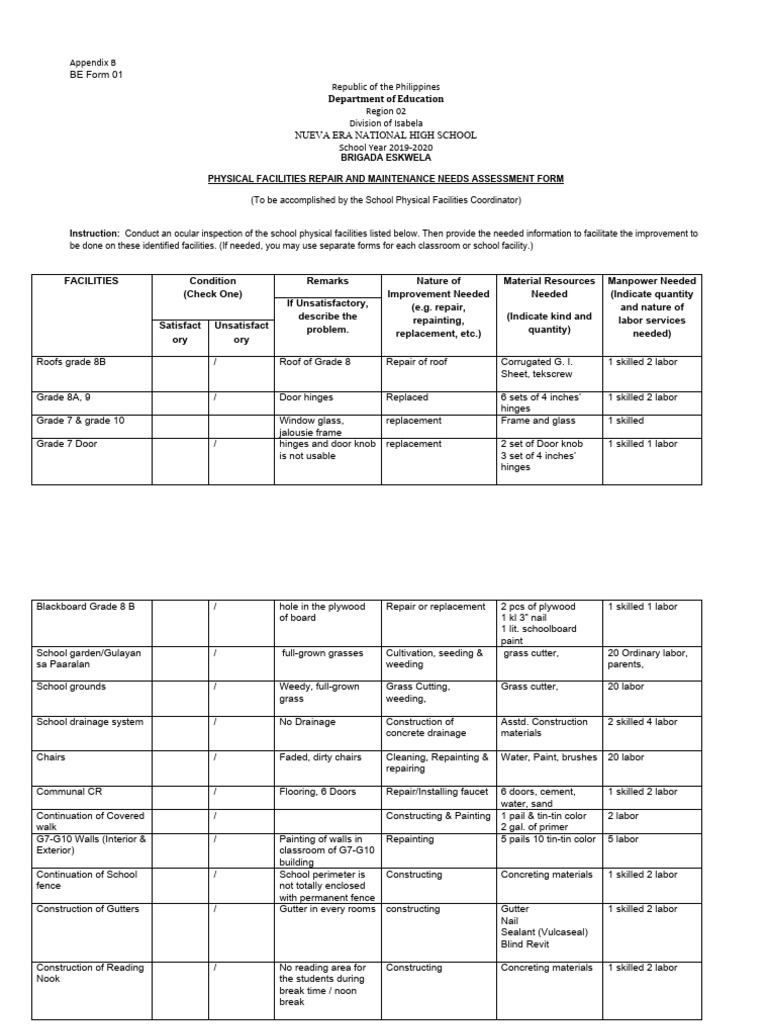 Appendix BE form 1 2020 | PDF