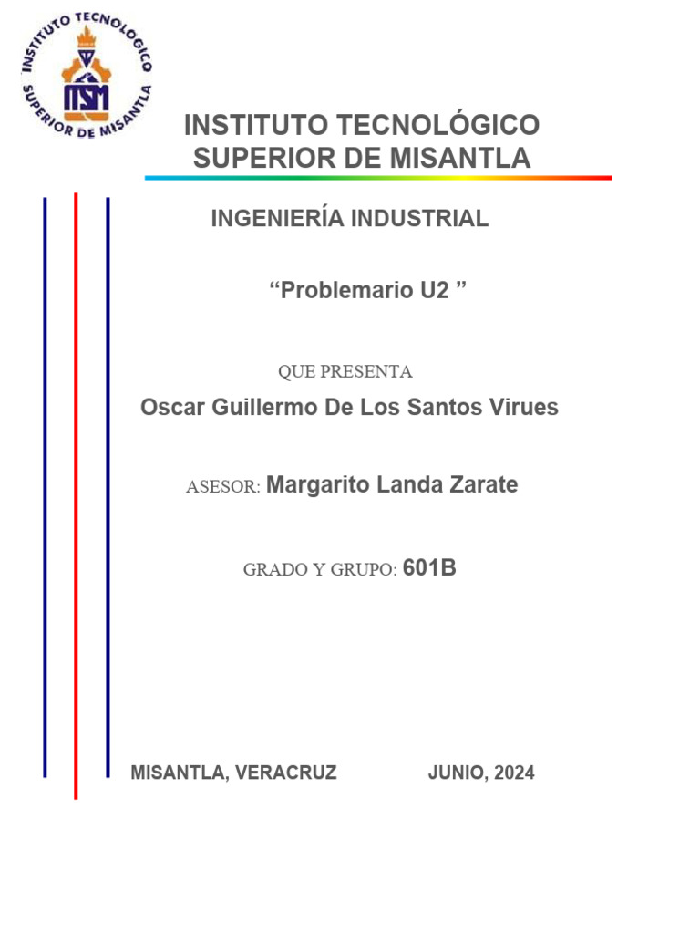 Problemario - U2 - Oscar Guillermo de Los Santos Virues | PDF | Ingeniería