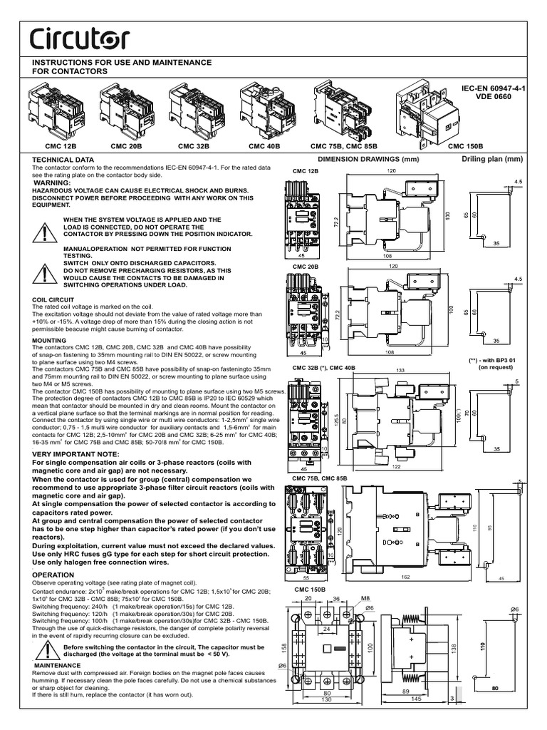 Contactor Circutor | PDF | Inductor | Capacitor