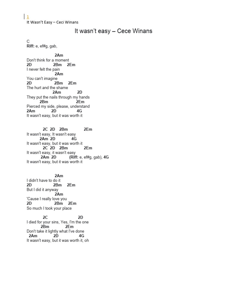 It Wasnt Easy - Ceci Winans | PDF