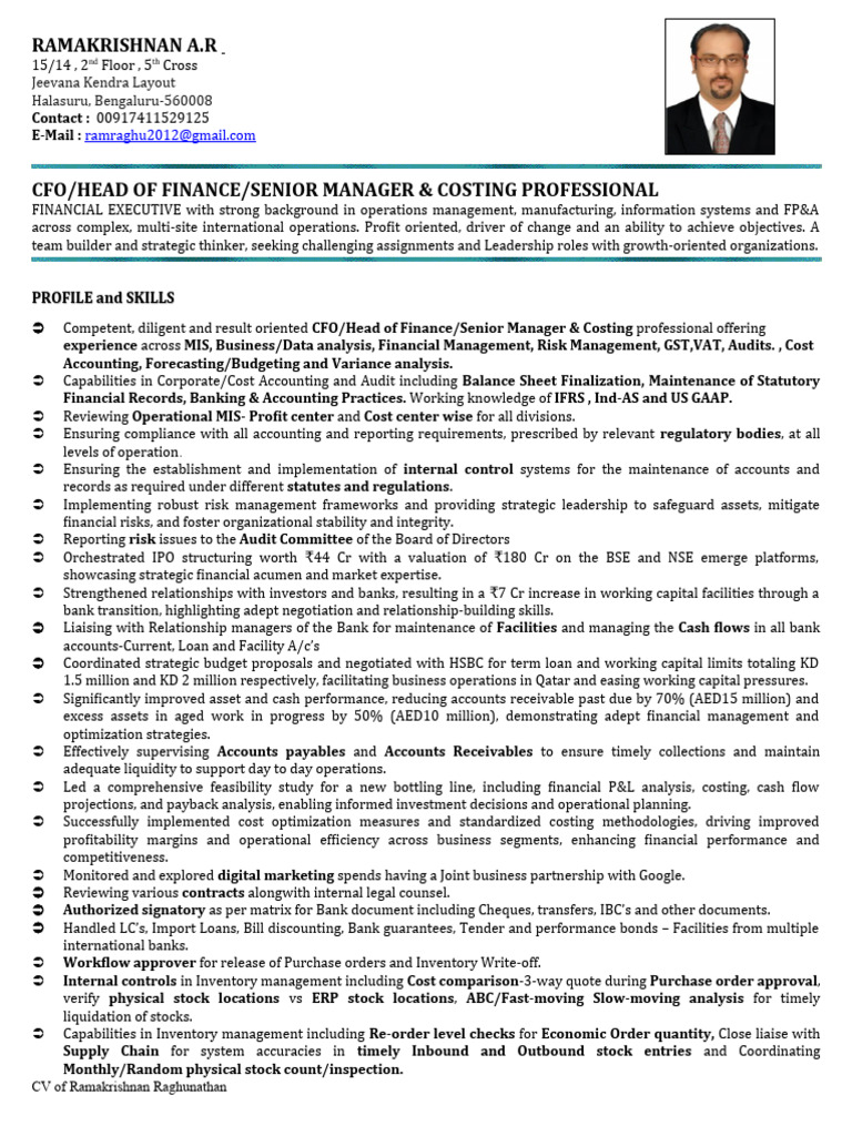 CV Ramakrishnan Raghunathan | PDF | Banks | Inventory