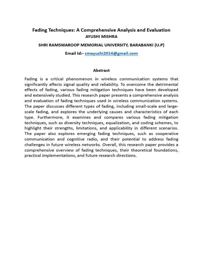 Wireless Fading Mitigation Guide | PDF | Mimo | Error Detection And Correction