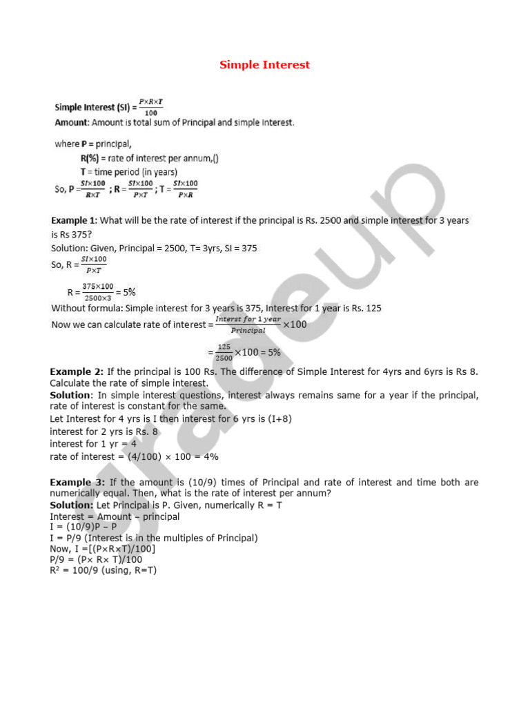 Unit III - SI & CI | PDF | Interest | Percentage
