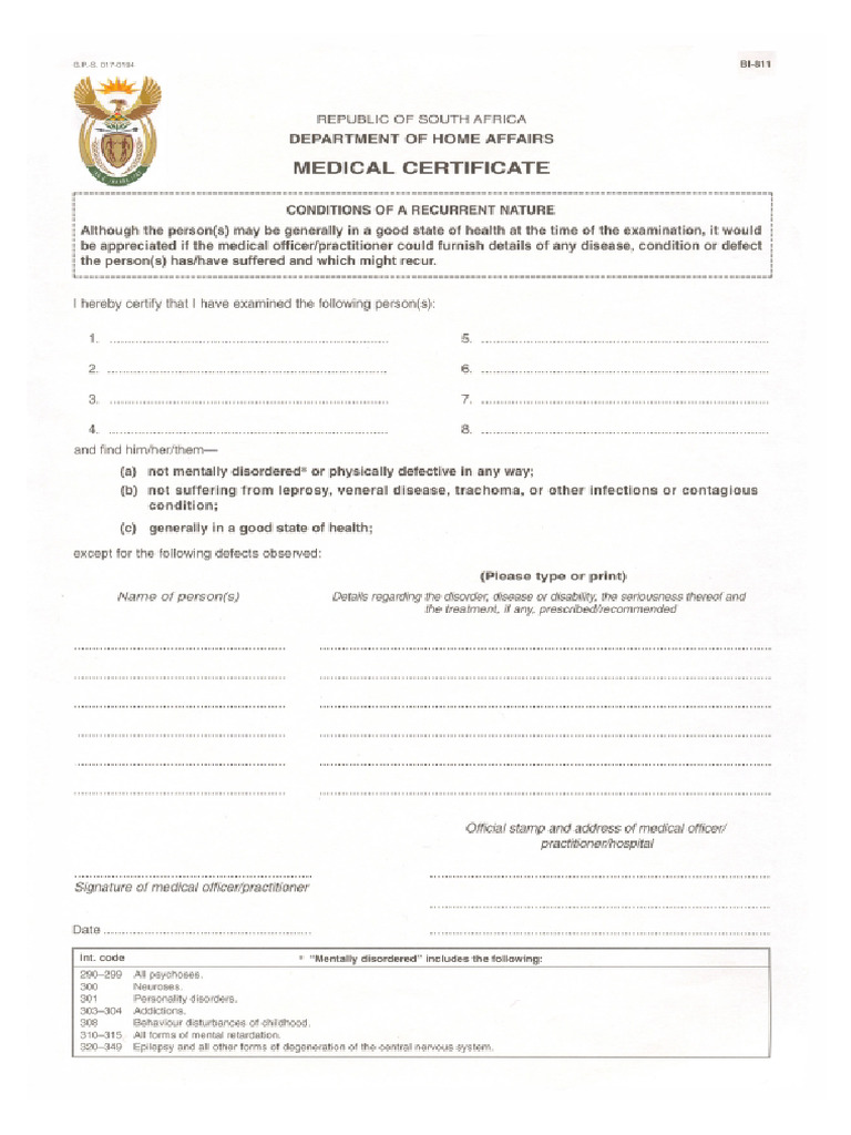 Bi 811 (Medical Report Form) | PDF