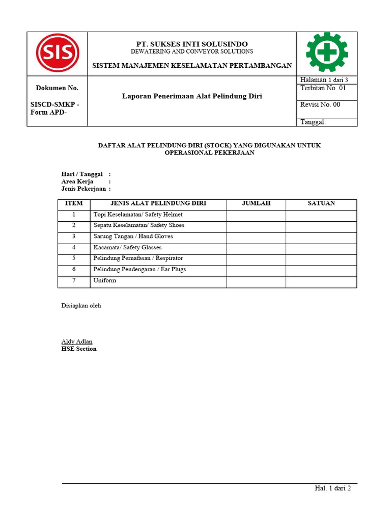 SIS-HSE-Form APD | PDF