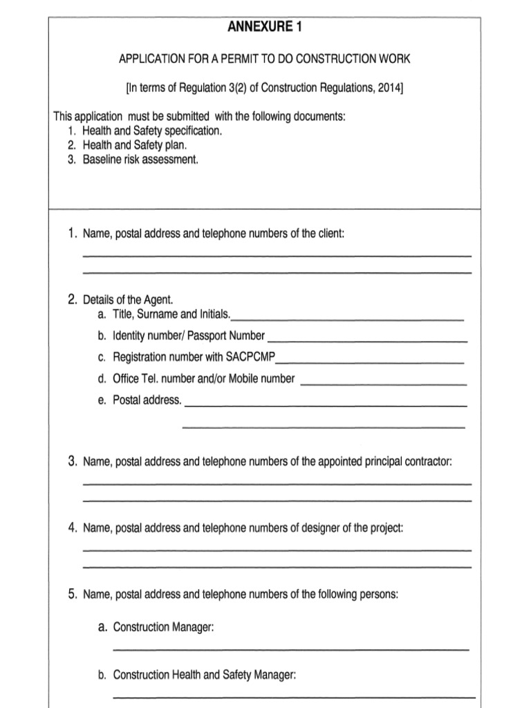 ANNEXURE 1 | PDF | Occupational Safety And Health