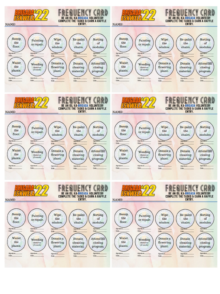 Be Frequency Card | PDF