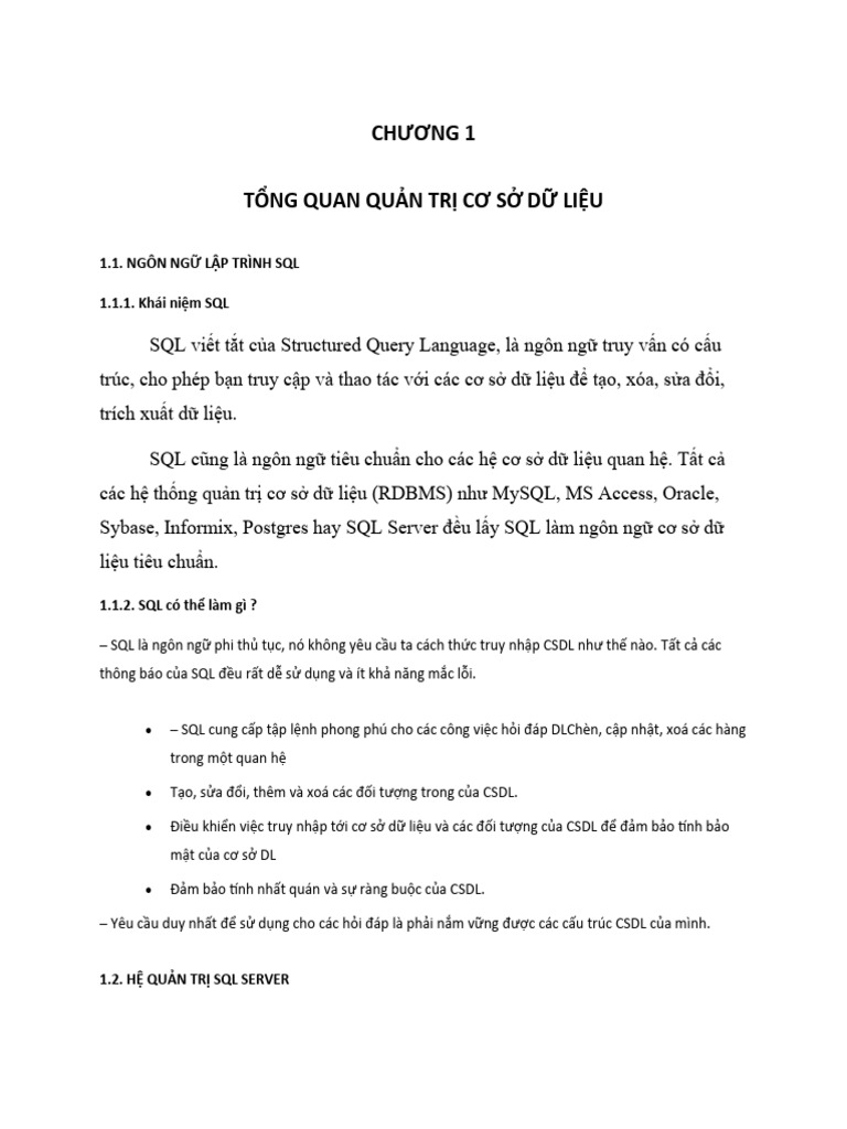 Word Báo Cáo SQL | PDF