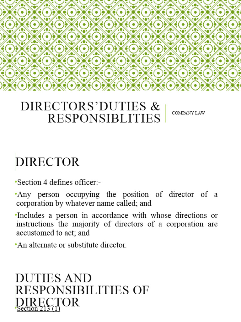Directors'Duties Responsiblities | PDF | Fiduciary | Conflict Of Interest