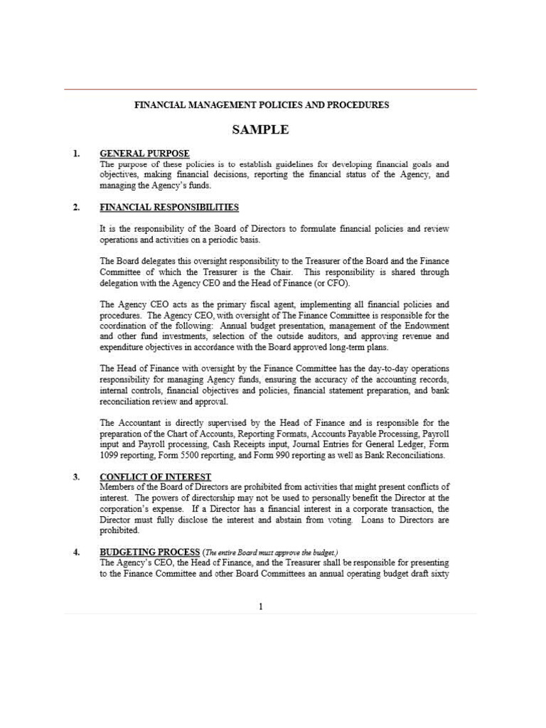 sample financial management policy paper | PDF
