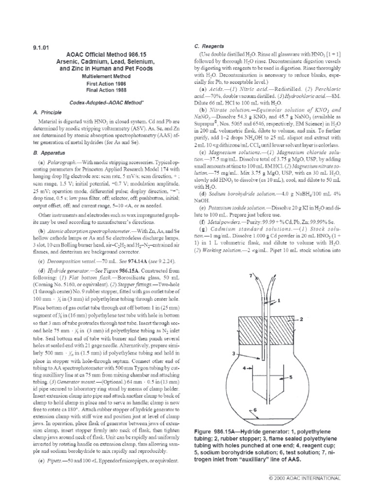 9.1.01 AOAC Official Method 986.15 Arsenic, Cadmium, Lead, Selenium ...