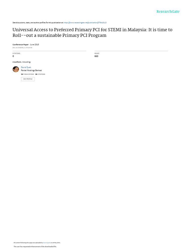 Universal Access To Preferred Primary PCI For STEMI in Malaysia: It Is ...