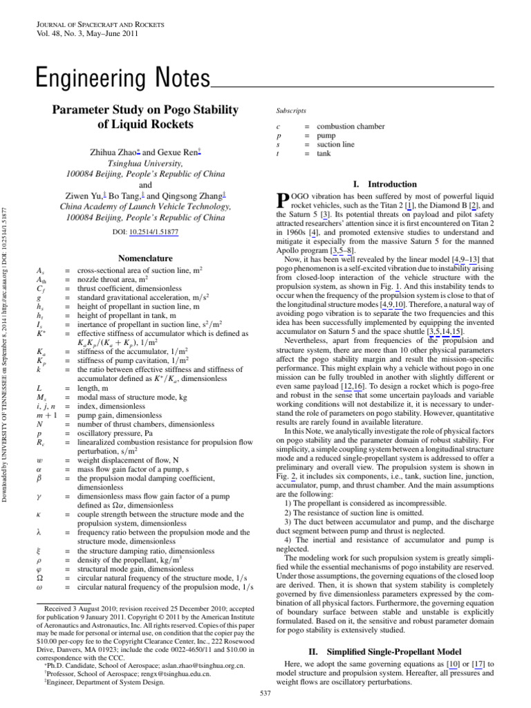 Pogo Stability Analysis in Liquid Rockets | PDF | Rocket | Pump