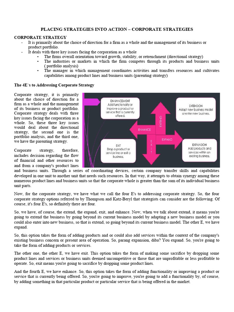 Placing Strategies Into Action | PDF | Diversification (Finance ...