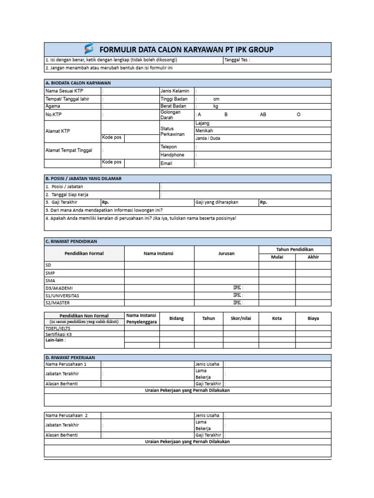 Form Kandidat Interview New | PDF