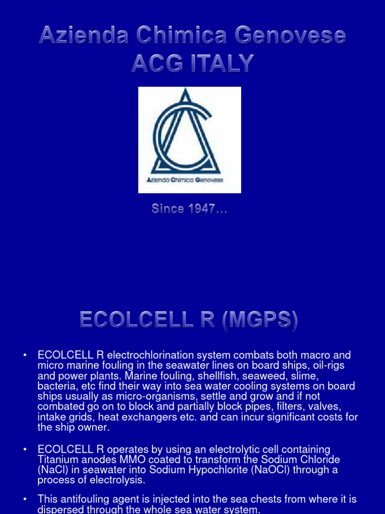 Ecolcell MGPS System Presentation | PDF | Chlorine | Electricity