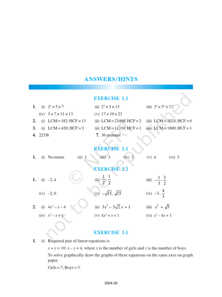 Answer | PDF | Mathematics | Elementary Mathematics