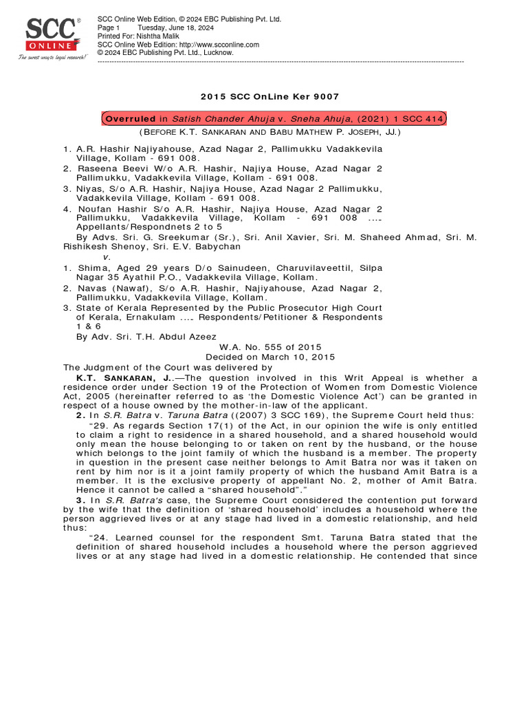 Vinay Varma Vs Kanika Pasricha & Anr | PDF | Appeal | Judgment (Law)