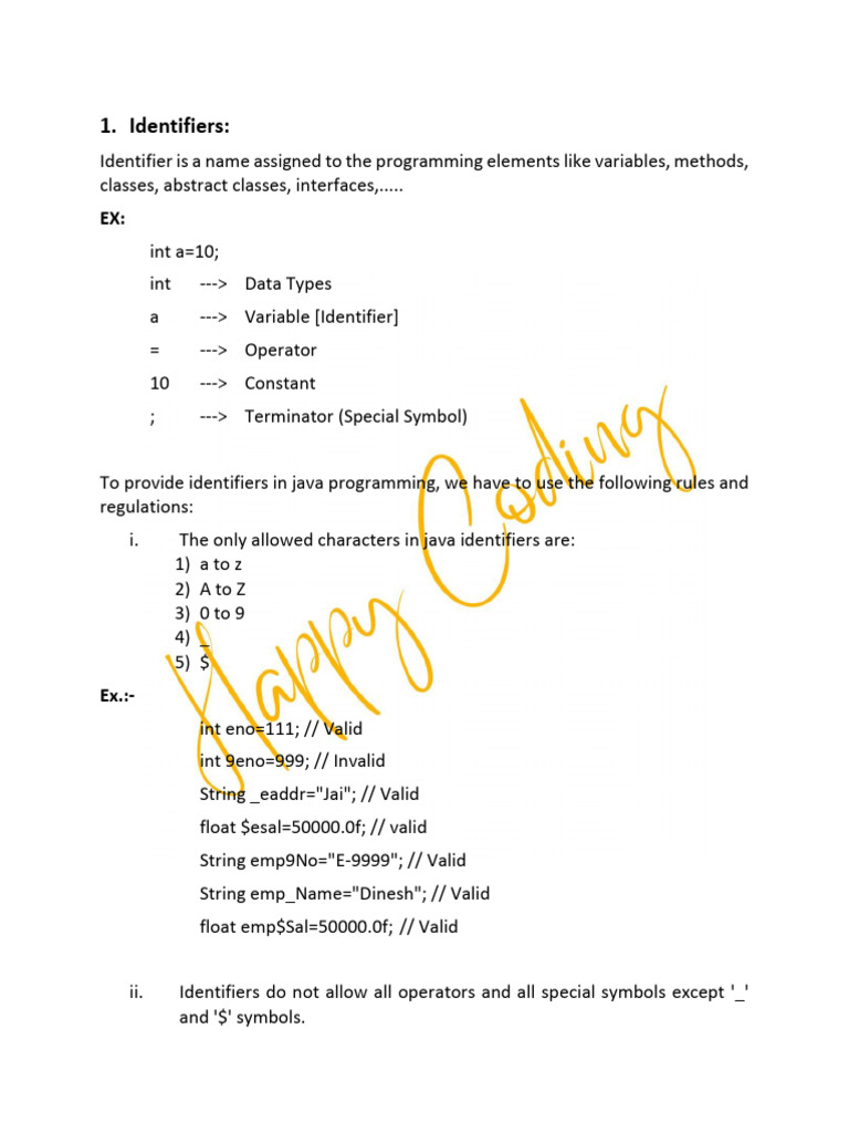 Java Notes | PDF | Integer (Computer Science) | Data Type Java Notes | PDF | Integer (Computer Science) | Data Type