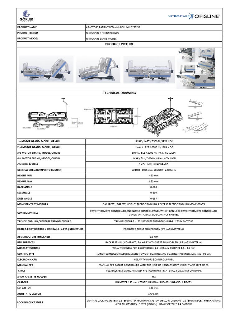 Nitro HB 8000 - Techni̇cal Sheet | PDF | Mattress | Pipe (Fluid Conveyance)