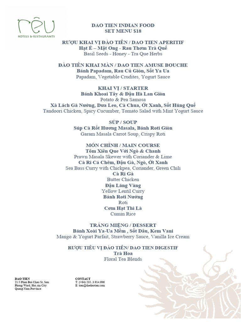 2023 FINAL DAO TIEN INDIAN MENU $18 | PDF