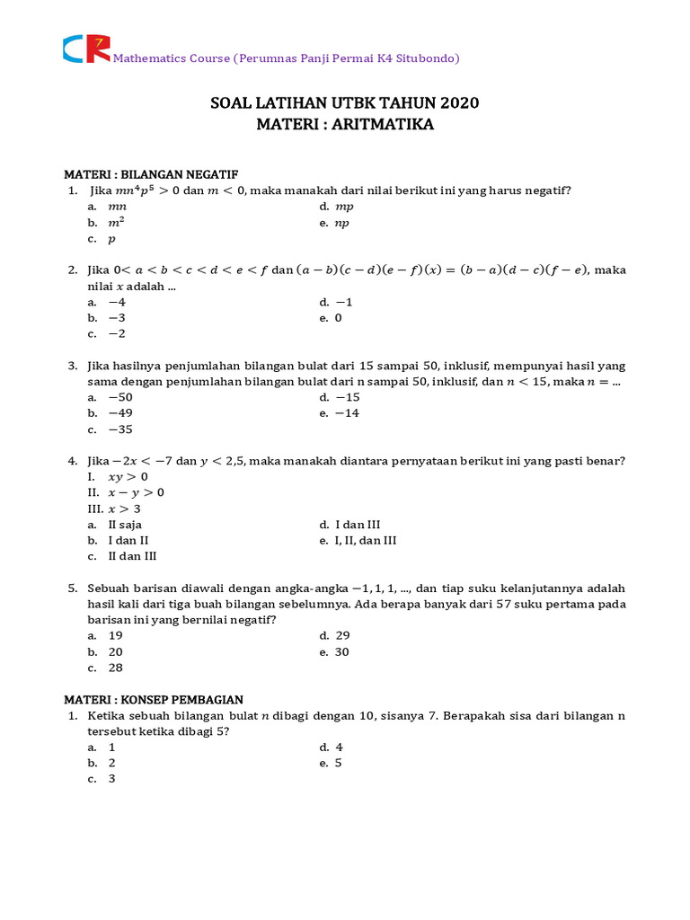 SOAL LATIHAN UTBK TAHUN 2020 Ke-2 | PDF