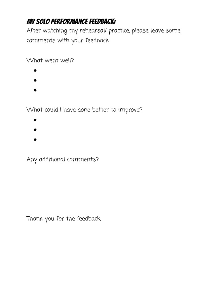 Solo Performance Feedback Request | PDF