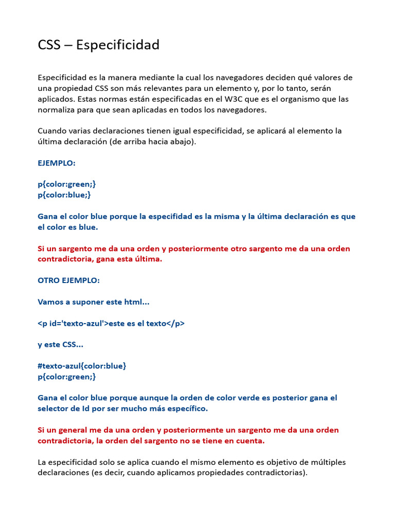 CSS-Especificidad | PDF | Red mundial | Internet y web