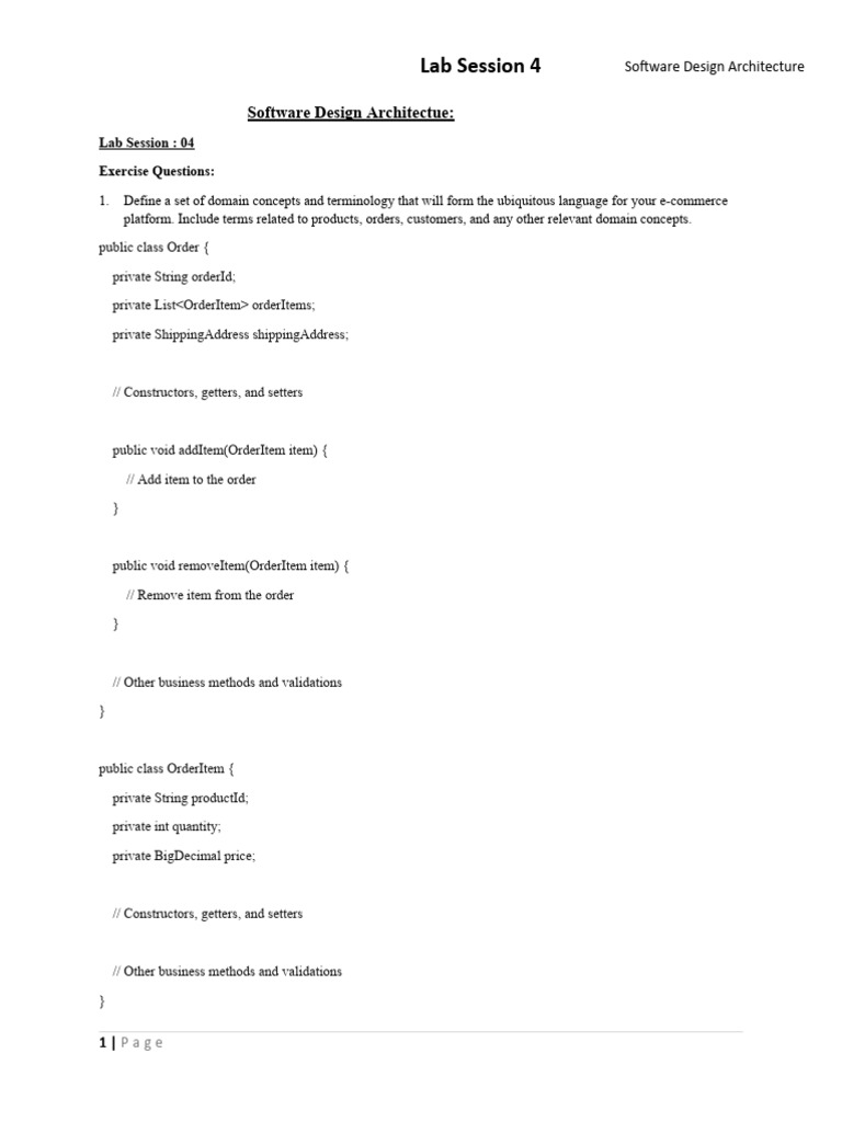 Softwaredesignarchitectue Labsession 04 Pdf Class Computer Programming Computing 