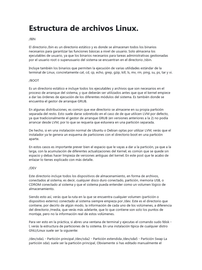 Estructura de Archivos Linux | Descargar gratis PDF | Archivo de ...