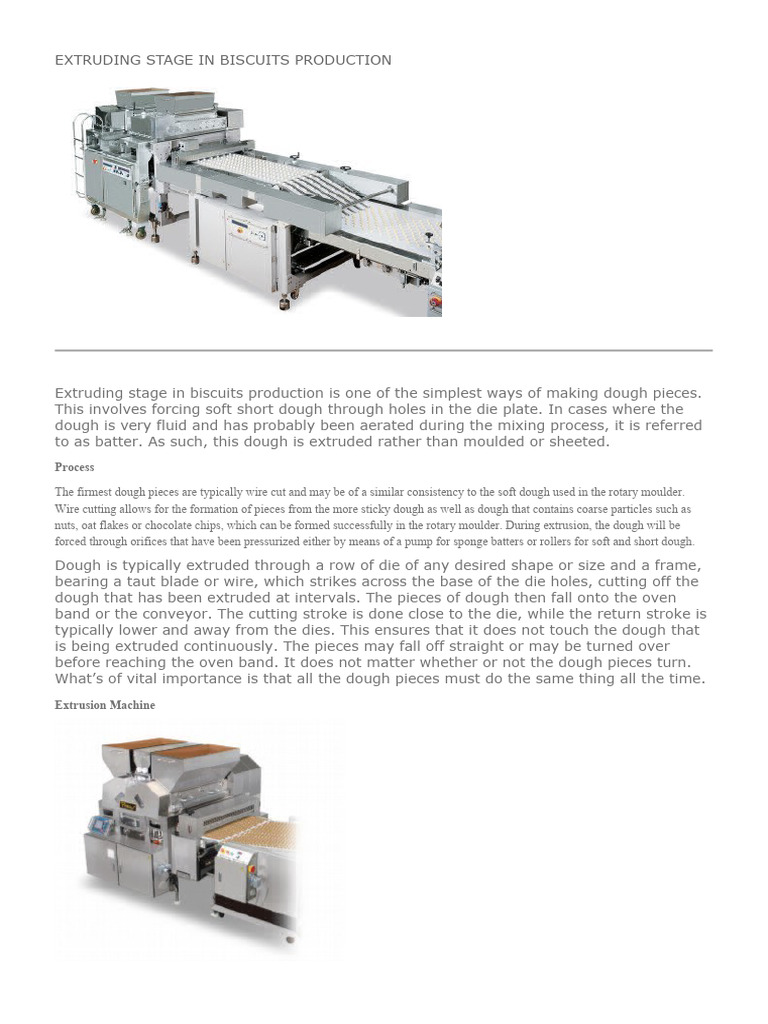 biscuitpeople com EXTRUDING STAGE IN BISCUITS PRODUCTION | PDF | Extrusion | Dough