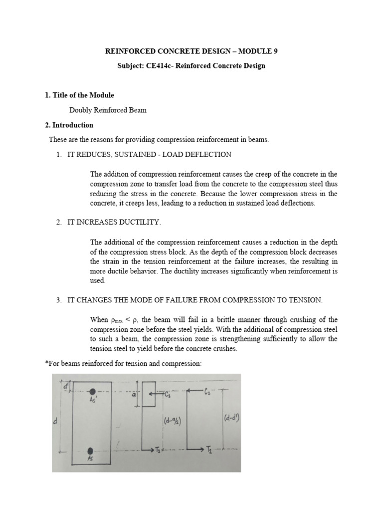 RCD Module 9 Doubly Reinforced Beams NSCP 2015 | PDF | Reinforced Concrete | Beam (Structure)