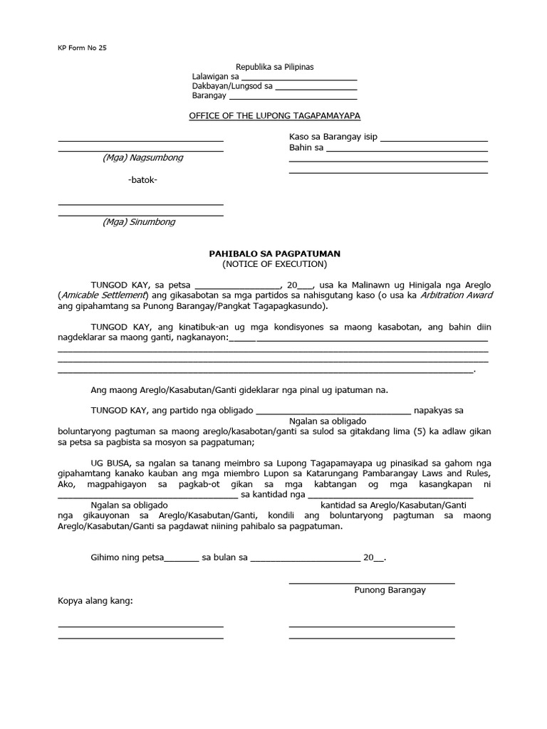 25 Kp Form Notice of Execution | PDF