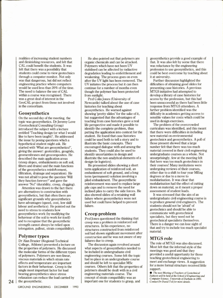 Ge December 1993 Sonic Echo Pile Integrity Testing And Quality Control