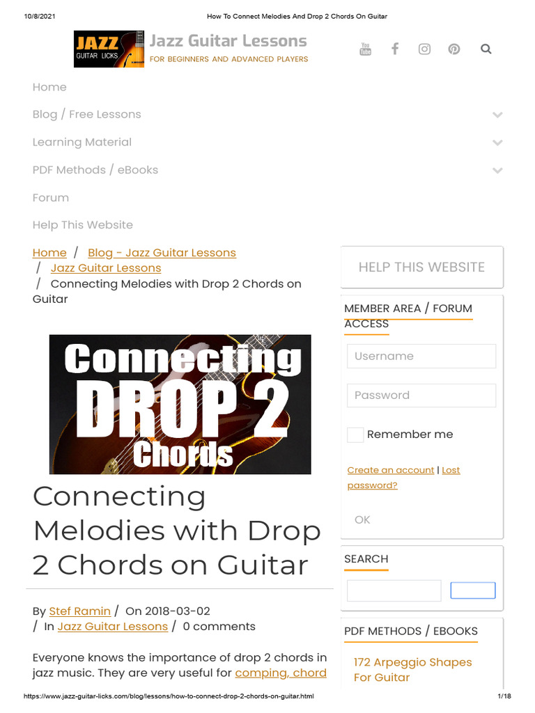 How To Connect Melodies and Drop 2 Chords On Guitar | PDF | Chord ...
