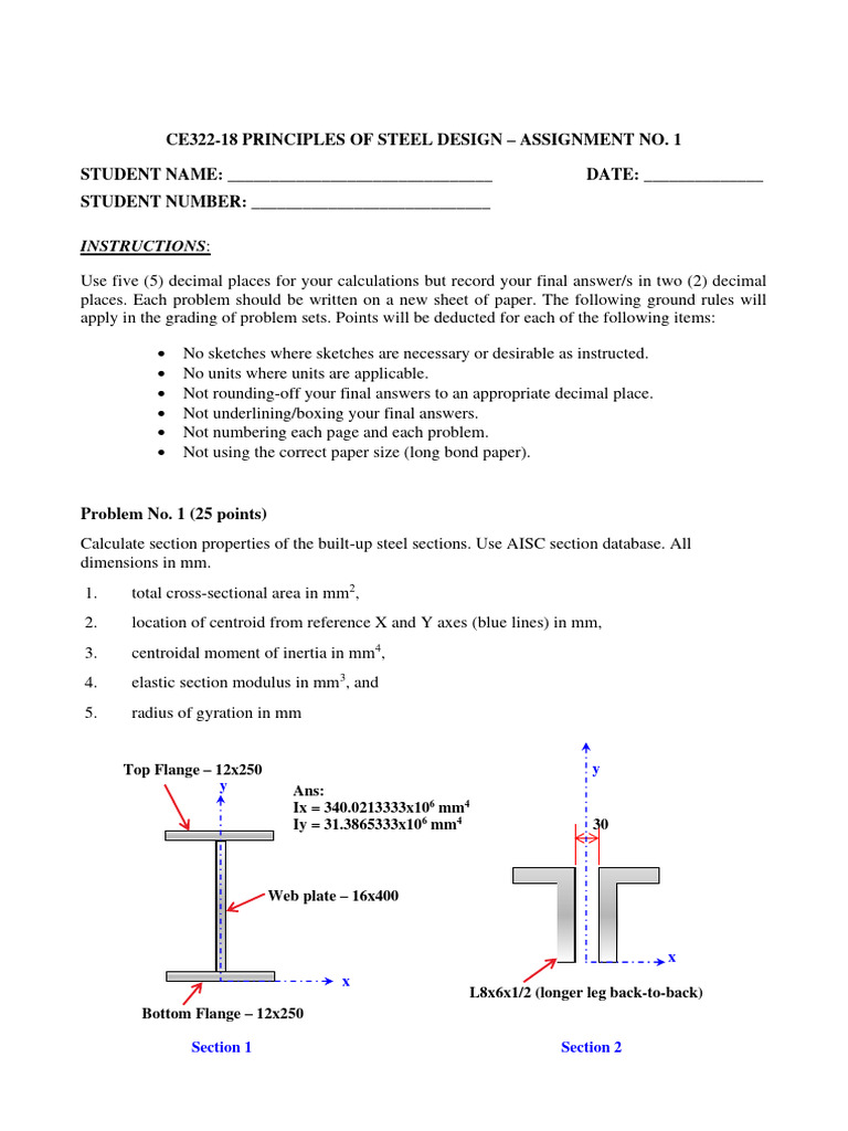 Assignment 1 | Download Free PDF | Bending | Beam (Structure)