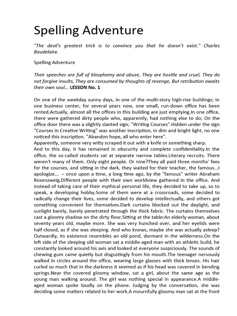 Spelling Adventure | PDF