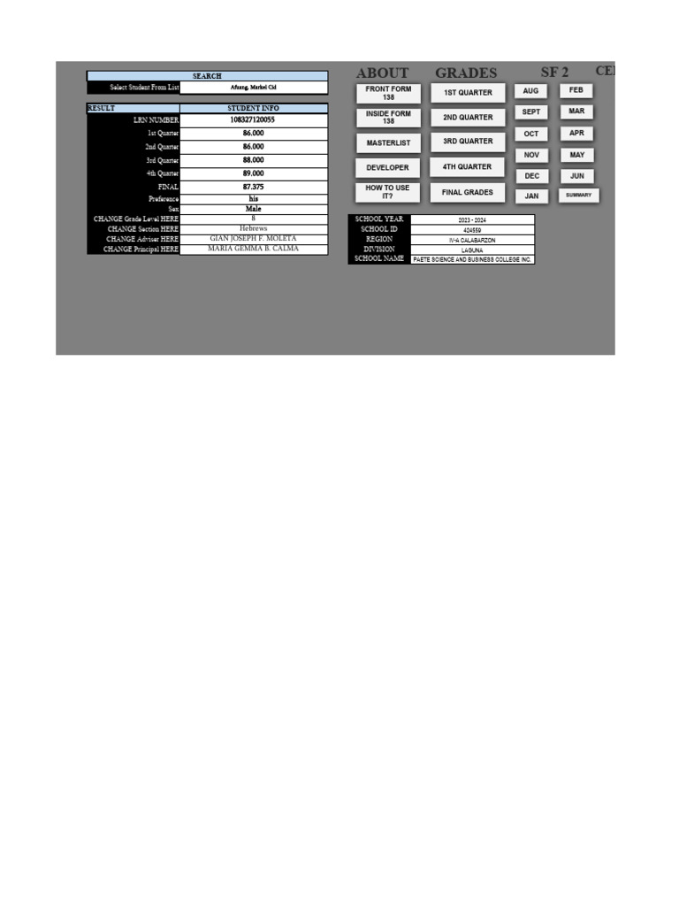 Grade 7 9 Card Sf2 1 | PDF | Science | Psychological Concepts