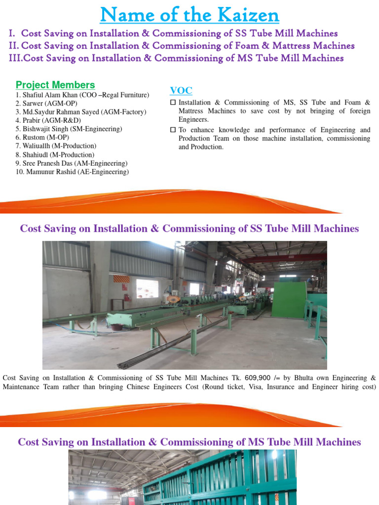 MS, SS and Foam & Matress Machines Installation and Commissioning Cost ...