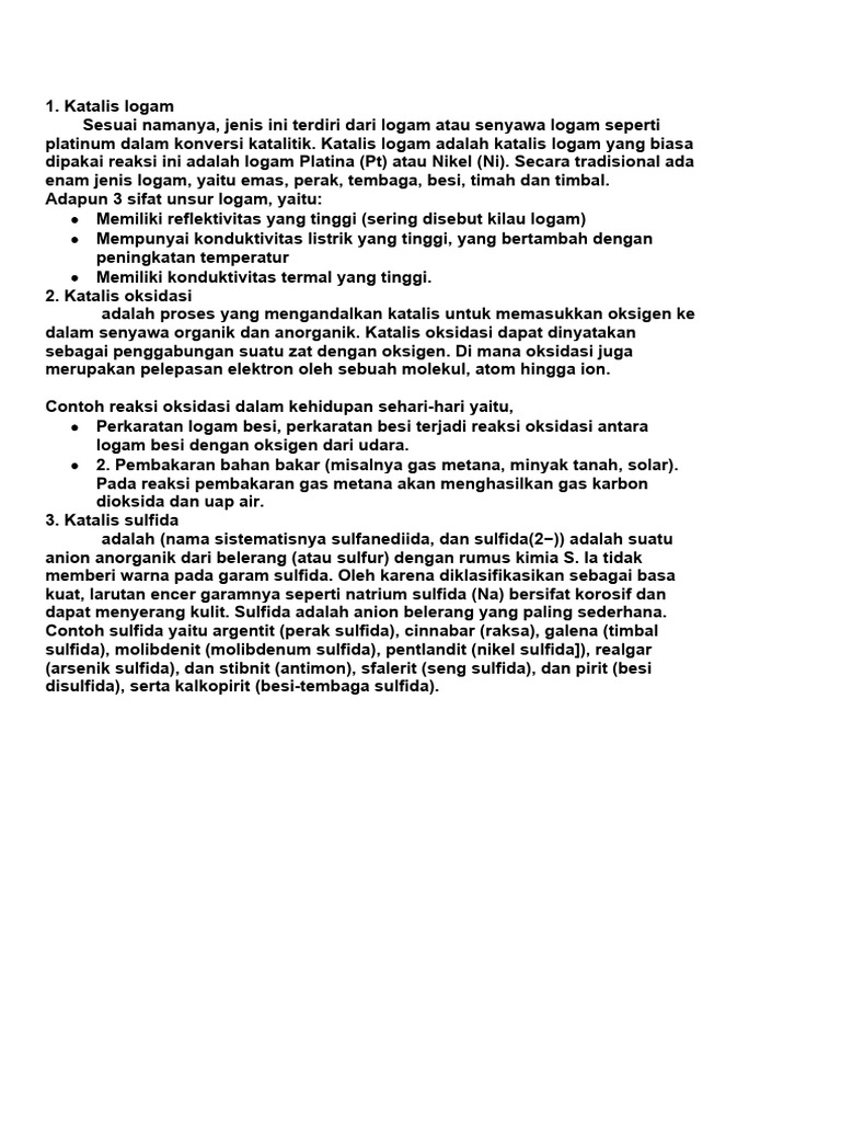 Ringkasan Mengenai Katalis | PDF | Seni | Sains & Matematika