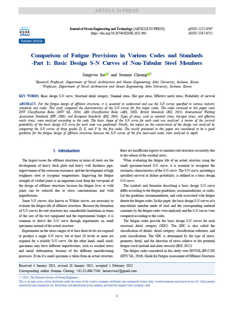 Offshore Structure Fatigue S-N Curve Analysis | PDF | Fatigue (Material ...