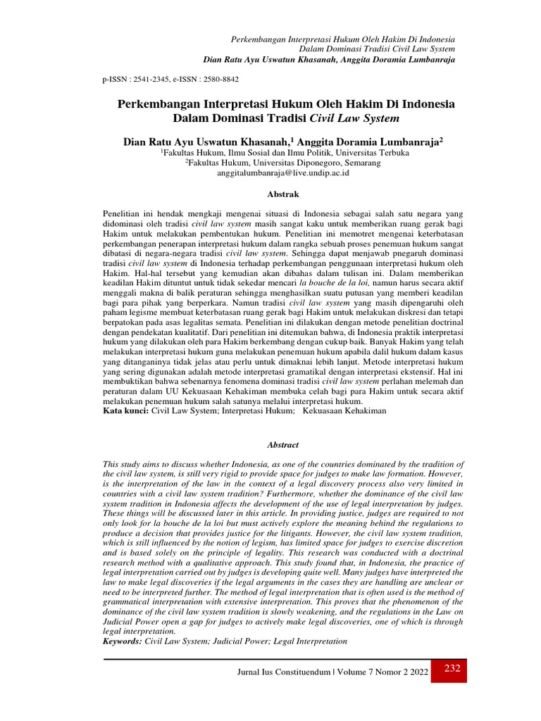 Interpretasi Hukum Hakim di Indonesia | PDF