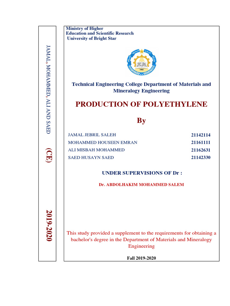 Production of Polyethylene By: Technical Engineering College Department ...