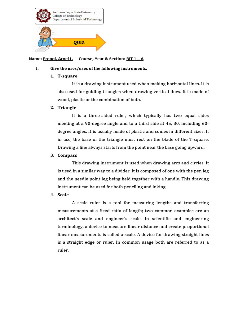 Erepol, Arnel L. Module 1 Quiz 1 Lesson 1 | PDF | Tools
