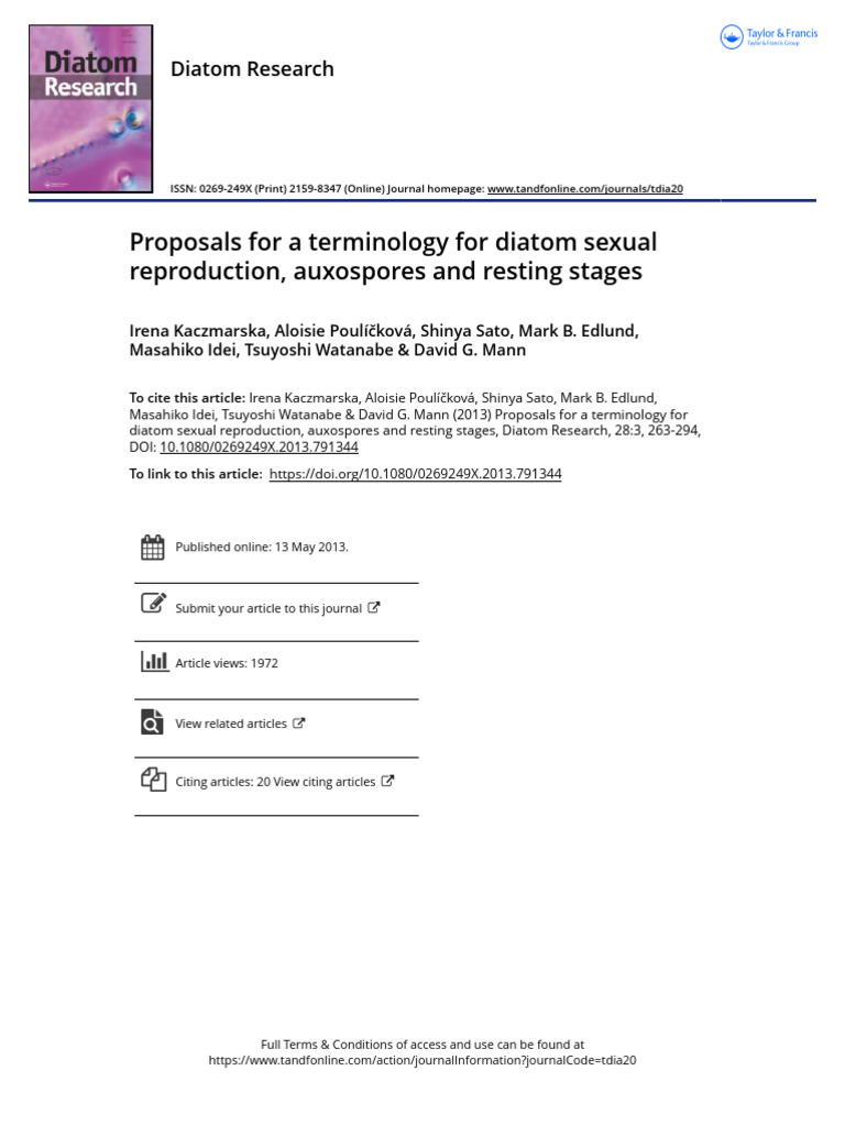 Diatom Sexual Reproduction Terminology | PDF | Meiosis | Ploidy