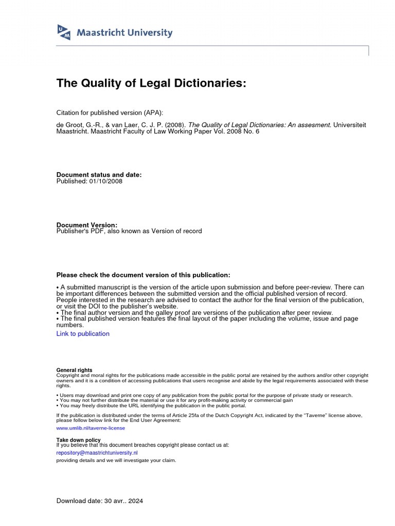 The Debious Quality of Legal Dictionaries | PDF | Translations | Dictionary
